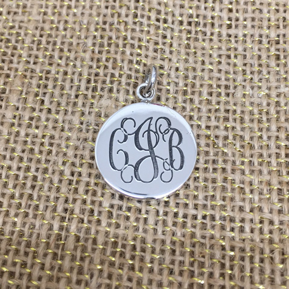 Sterling Silver Monogrammed Personalized Engraved Round Disc Pendant | eBay