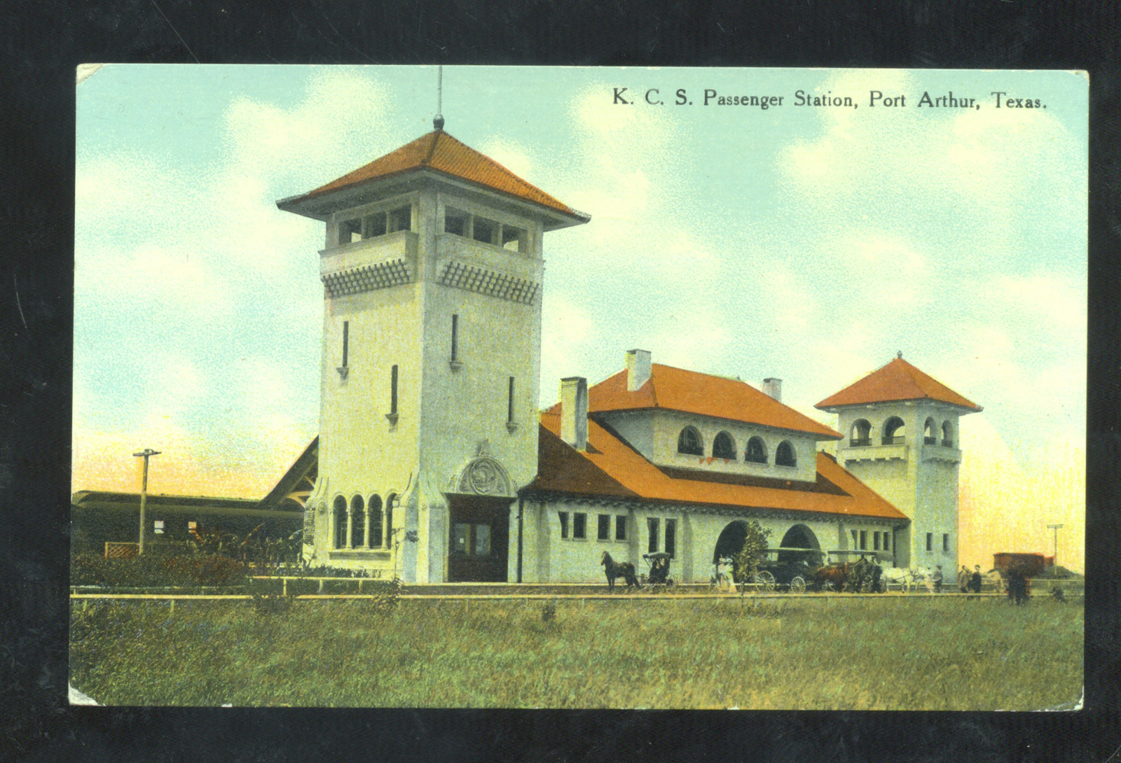 PORT ARTHUR TEXAS KCS RAILROAD DEPOT TRAIN STATION VINTAGE POSTCARD ...