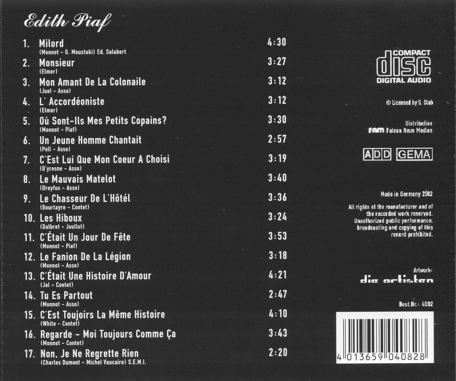 Édith Piaf Edith Piaf - L` Accordeoniste (CD) (UK IMPORT) | eBay