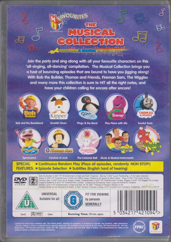 Childrens Favourites DVDs Wiggles Fireman Sam Bob the Builder ...