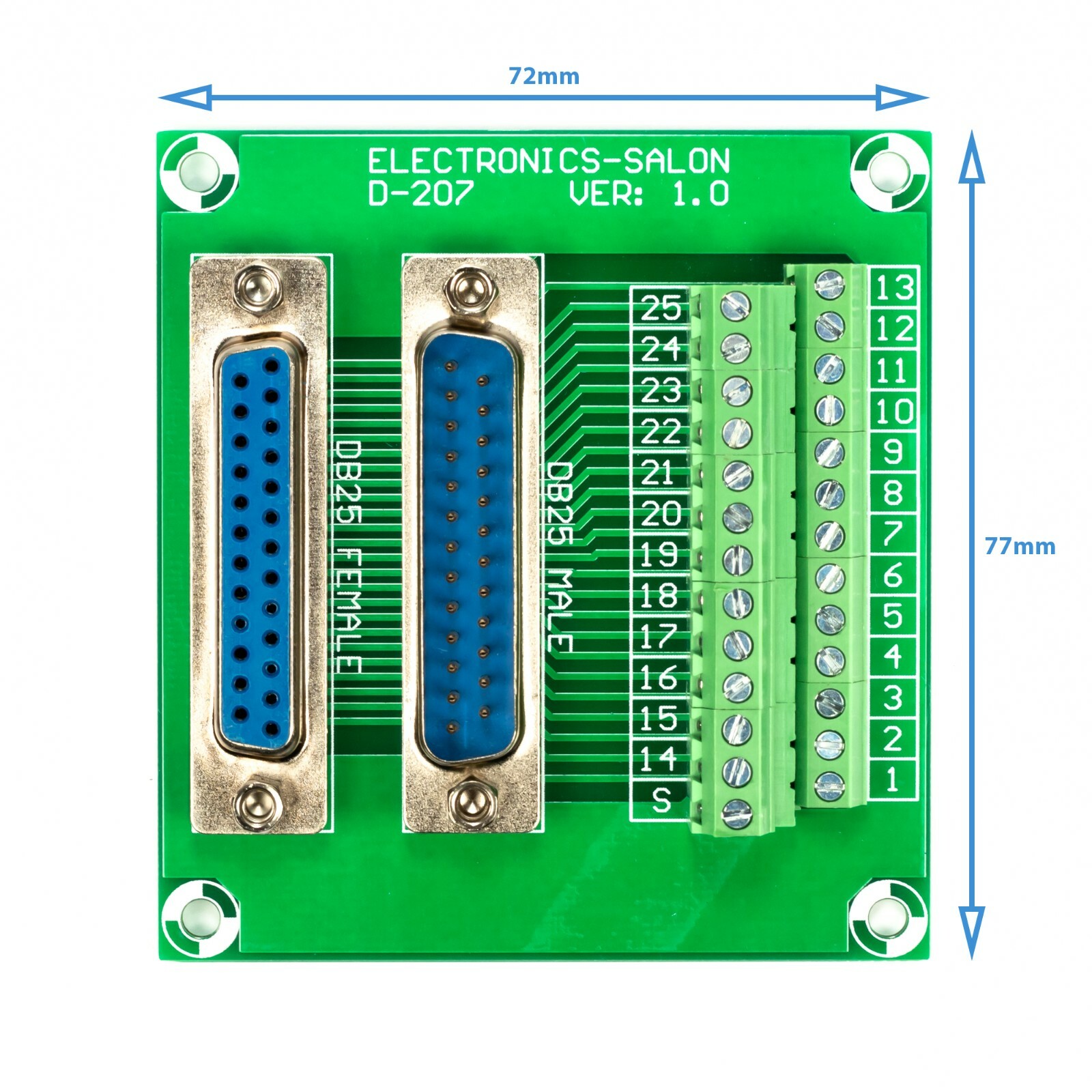 DB25 DIN Module Breakout Board Rail Mount Interface Male Female ...