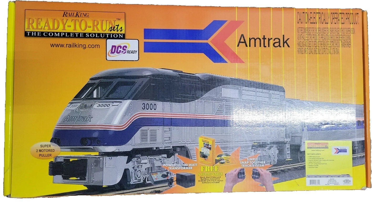 MTH 30-4101-1 O Gauge Amtrak RailKing F59PH Diesel R-T-R Train Set w ...
