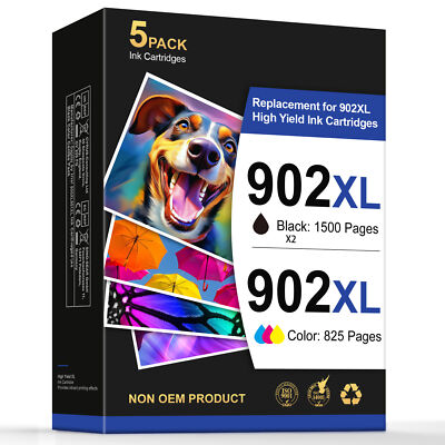 5 902XL Ink replacement for HP 902 XL OfficeJet 6971 6974 6975 6951 ...