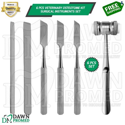 6 Pcs Veterinary Osteopathy Osteotome Kit Surgical Instruments Set ...
