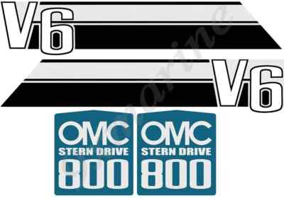 OMC 800 Stringer Stern Drive V6 Vinyl Decal Sticker Set | eBay