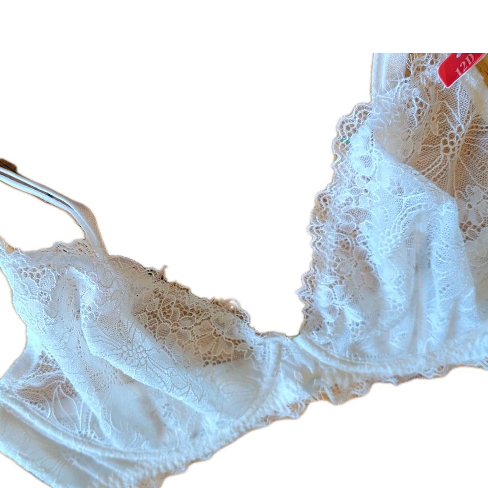 Size 12C PLUNGE BRA [ WHITE] Bra Women New GOLD TRIMS METAL | eBay ...