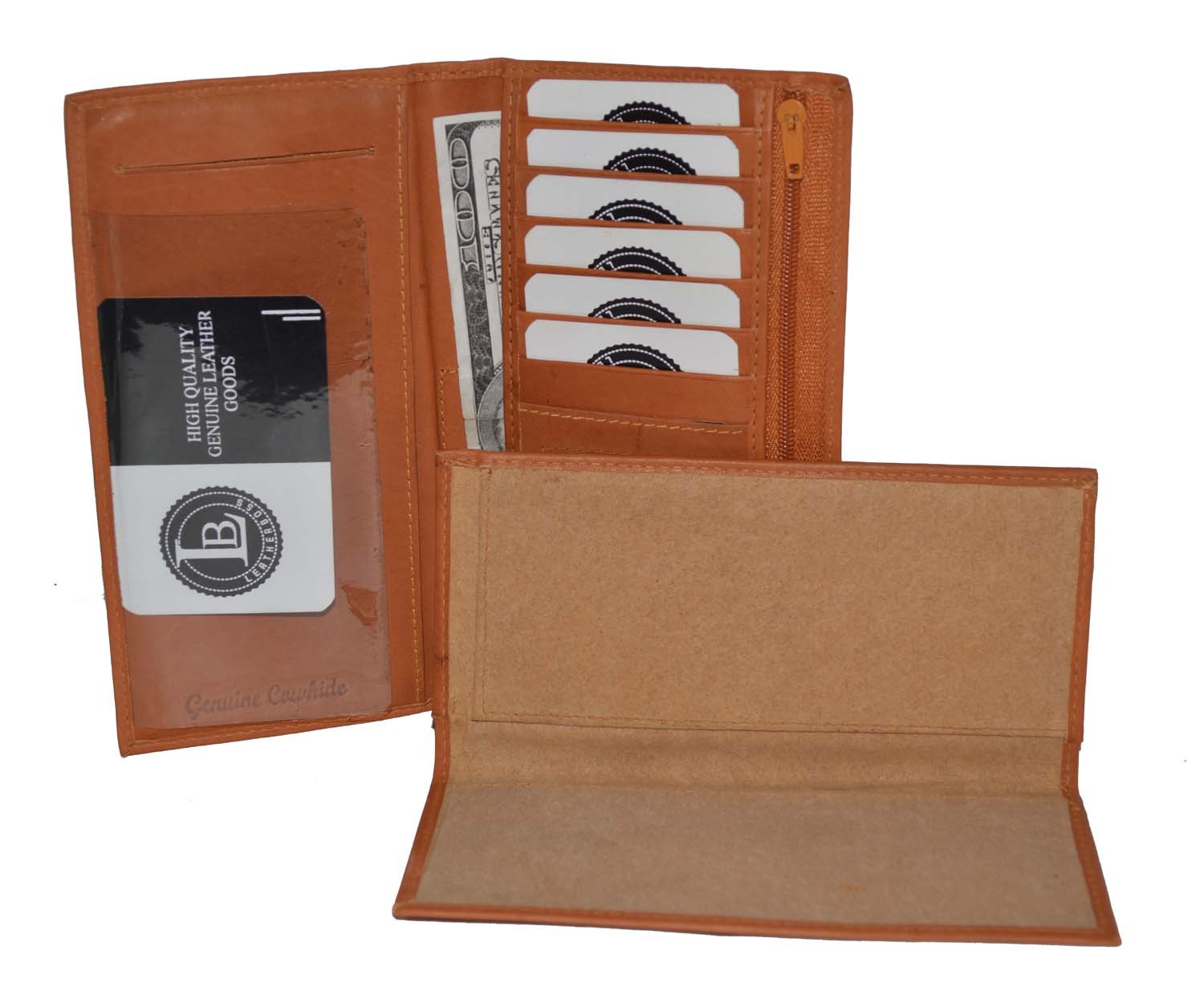 Leatherboss Genuine Leather Checkbook Cover Wallet with Credit Card ...