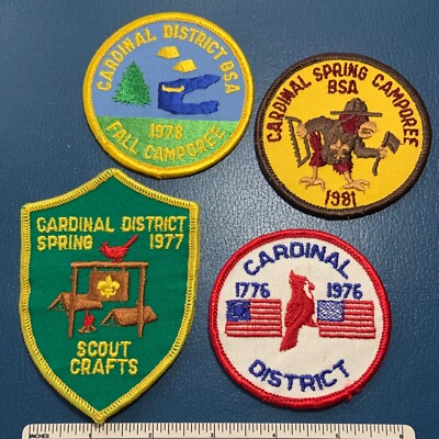 4 Vintage 1970s-80s CARDINAL DISTRICT Boy Scout Camporee PATCHES BSA DP ...