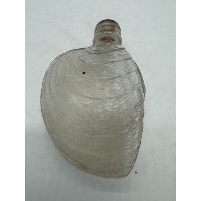 Antique Glass Clam Shell Bottle Pocket Whiskey Flask | eBay