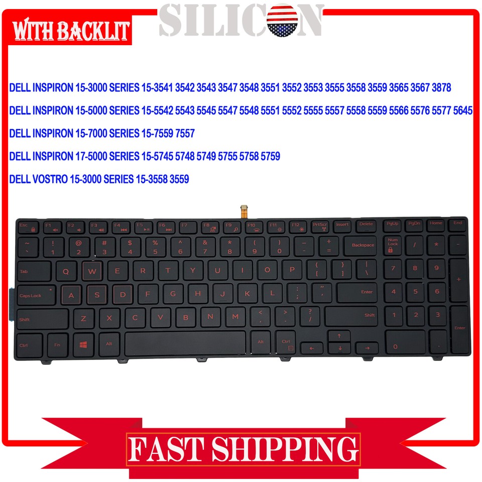 Laptop Backlit Keyboard For Dell Latitude 3550 3560 3570 3580 3588 US ...