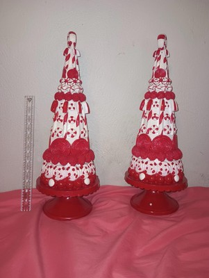 Raz Imports Red 18in Candy Cane CHRISTMAS TREE Set Resin Table Decor ...
