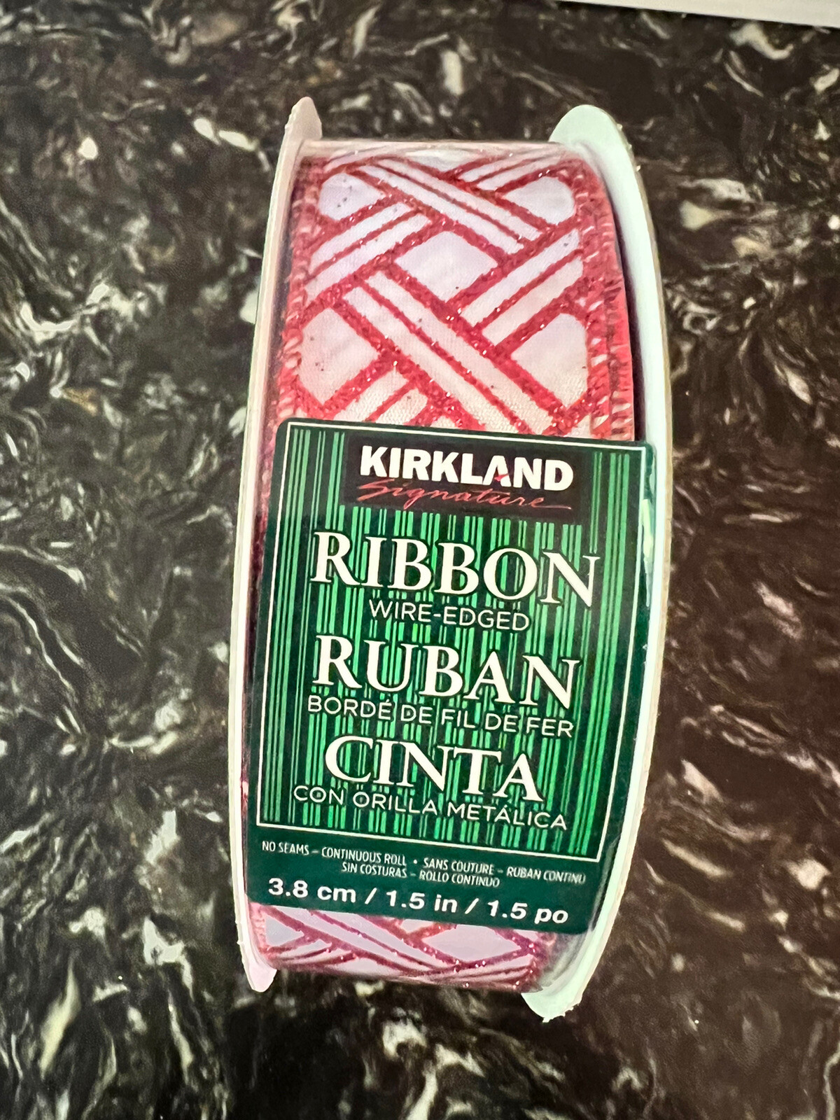 Kirkland Ribbon Red & White Sparkling Wire Edged 1.5 Inches 96619057085 ...