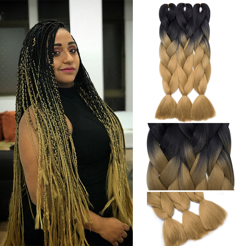 24" Long Jumbo Braiding Hair Extensions Box Braids Afro Twist Ombre ...