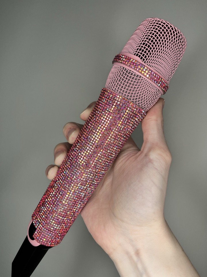 Hot Pink AB Rhinestone Wireless Professional Microphone + Receiver ...