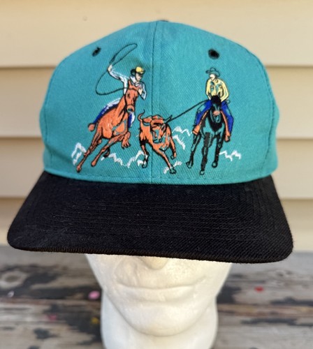 Vintage Cowboy Rodeo Roper Western Snapback Hat Cap Rare 80s 90s ...