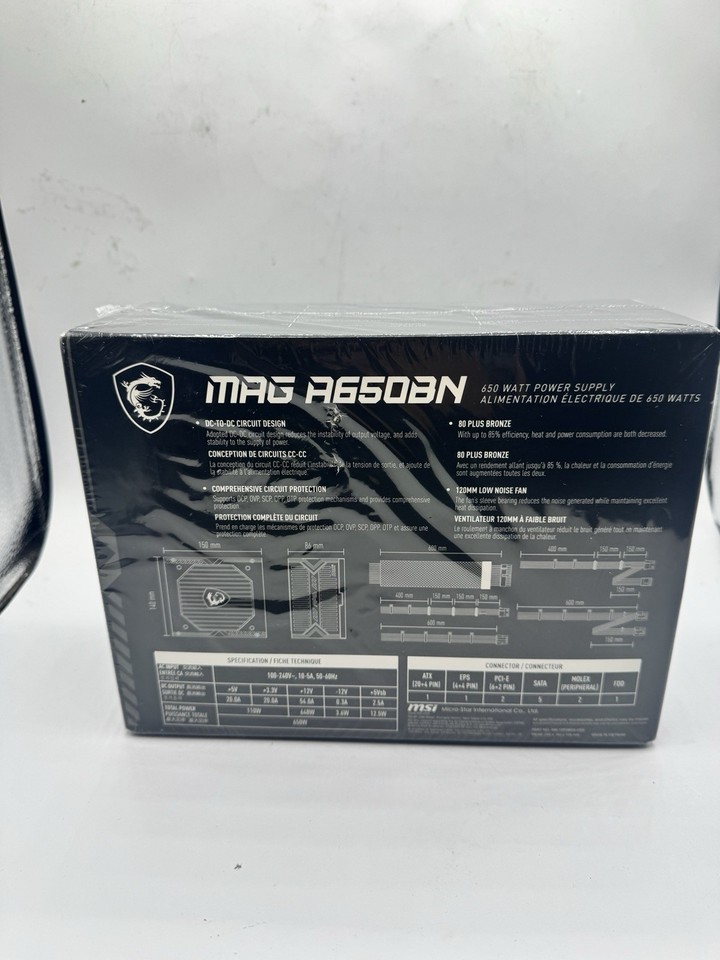 MSI MAG A650BN 650W ATX 80+ BRONZE Power Supply PSU Sealed | eBay