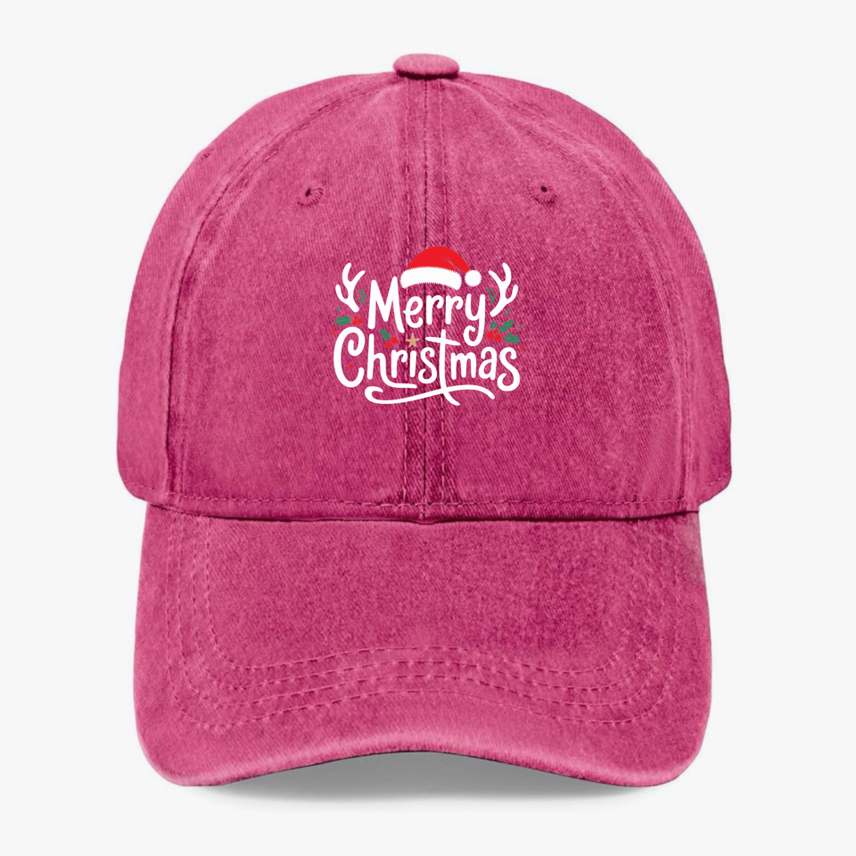 Merry Christmas Hat Vintage Dad Cap Santa Reindeer Holiday Unisex ...