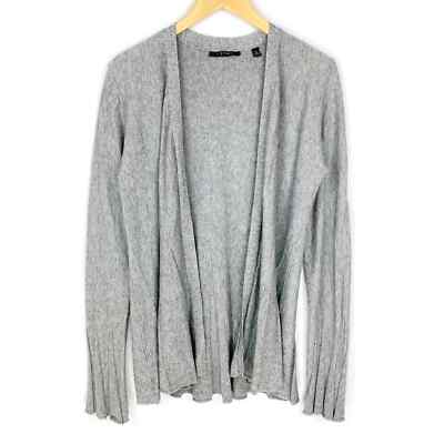 Cyrus Womens Cardigan Gray Knit Pleated Open Front Trumpet Sleeve ...