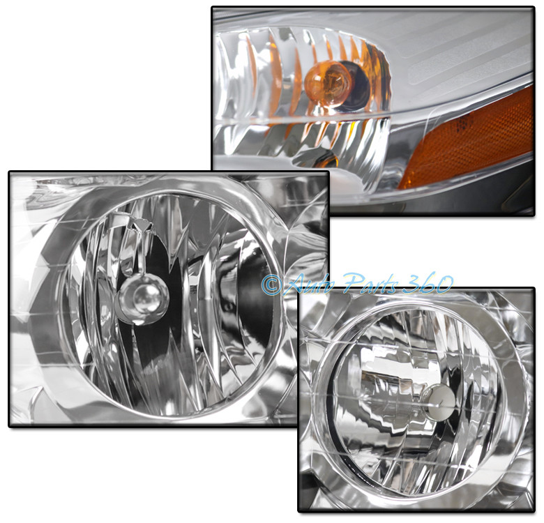 FOR 02-07 BUICK RENDEZVOUS CRYSTAL STYLE CHROME HEADLIGHTS LAMP W/LED ...