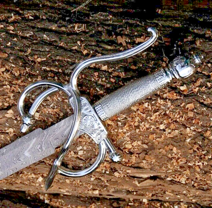 Zorro Rapier Sword Damascus Steel sword Handmade Medieval With LEATHER ...