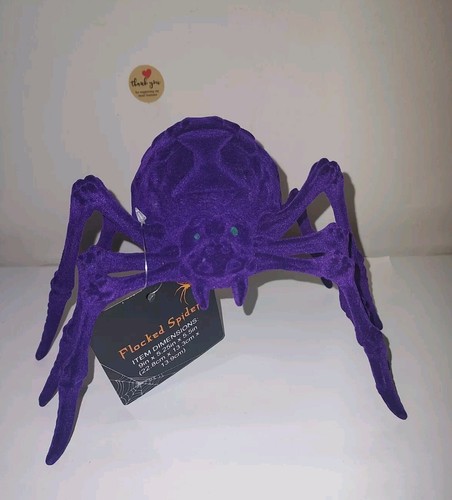 Flocked Spider 9" Purple Halloween Spooky Scary Prop Decor New | eBay