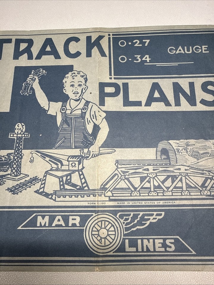 Pre-War 1930S MARX TOYS MAR LINES 0-27 / 0-34 GAUGE Track Plans ...