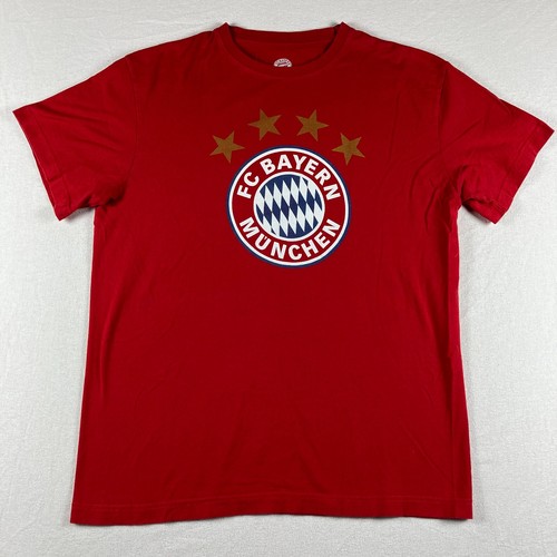 FC Bayern Munich Shirt Mens Medium Red Short Sleeve Logo Bundesliga ...