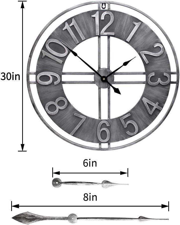 30 inch Large Wall Clock Decorative Solid Metal Retro Decor for Home ...