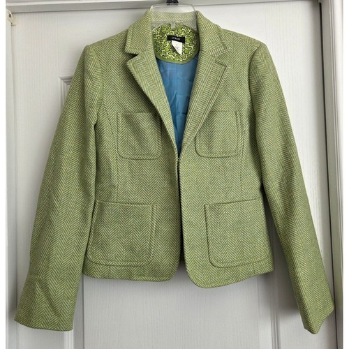J.Crew VTG Y2K Robert Noble 100% Scottish Wool Green Herringbone Blazer Sz 6 | eBay