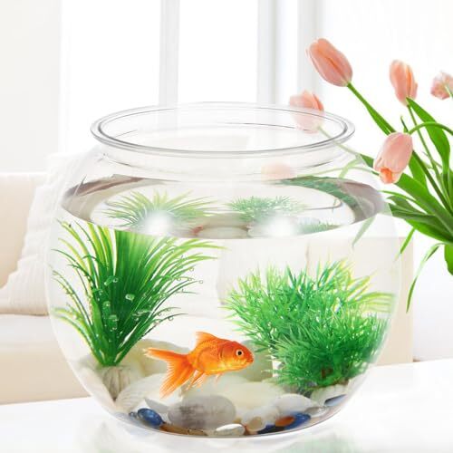 Plastic Fish Bowls - Round Fish Tank Clear Small Aquarium 19.5X19 ...