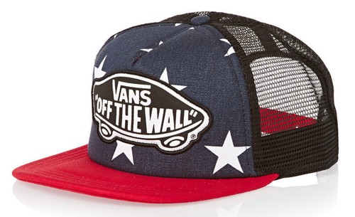 Vans Men's Trucker Hat USA Stars Blue Black Red Mesh Snapback Cap ...