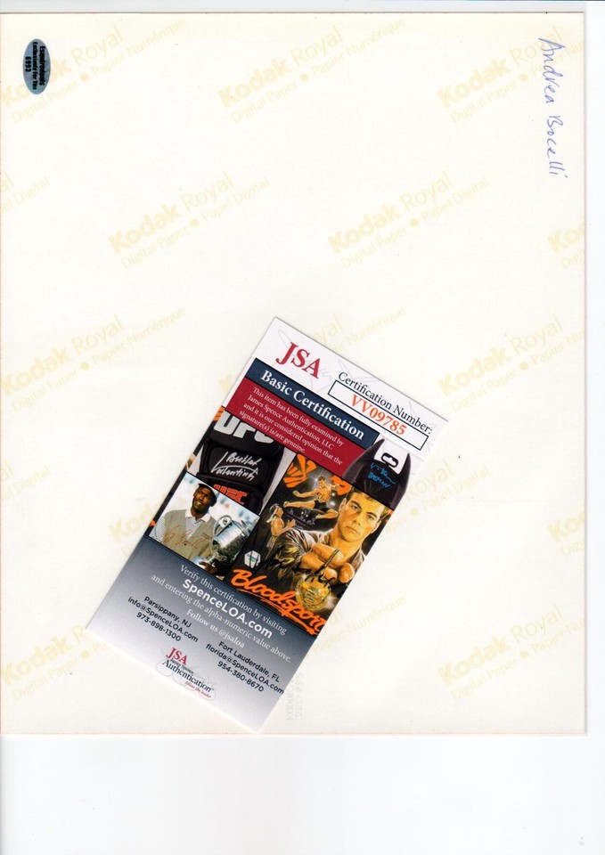 Andrea Bocelli Signed Autographed 10x8 photo Music Opera Singer JSA | eBay