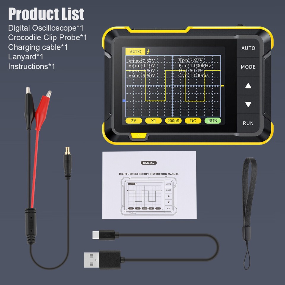 FNIRSI-DSO152 Handheld Small Oscilloscope Type-C interface Digital ...