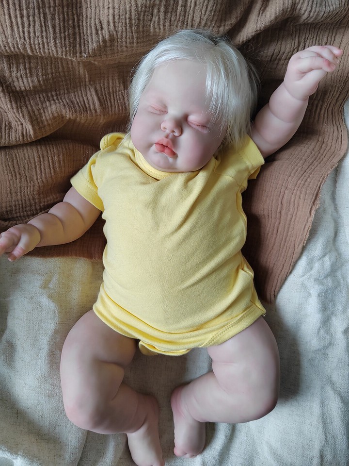 24in Finished Pickle Reborn Baby Doll Hand-Rooted Mohair Toddler Girl ...