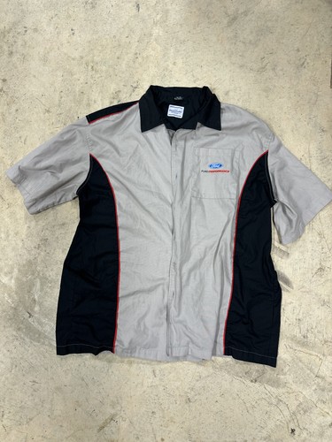 Mechanic Style Button Up Shirt - Gray & Black W/ Ford Performance ...