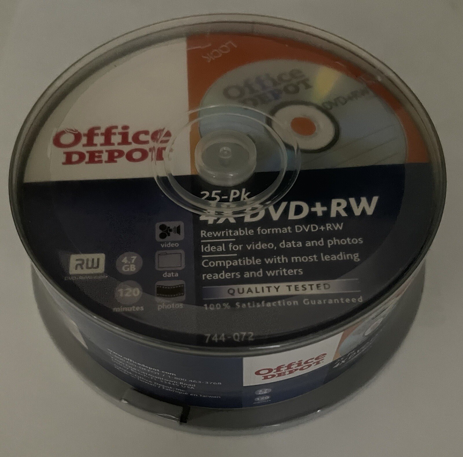 Rewritable DVD DVD+RW 4X 4.7GB 120min 25 Pack Brand New Factory Sealed ...
