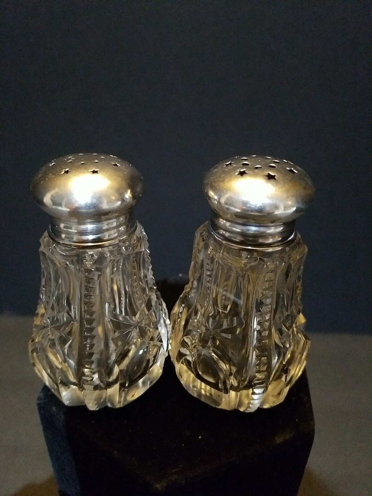 Sterling Silver Top and crystal Antique Salt & Pepper Shakers marked | eBay