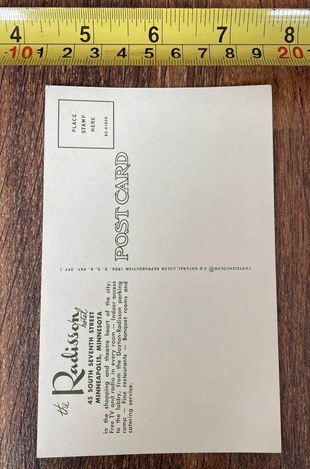 MID-CENTURY VINTAGE CURT TEICH COLOR PIERRE RADISSON HOTEL POSTCARD ...