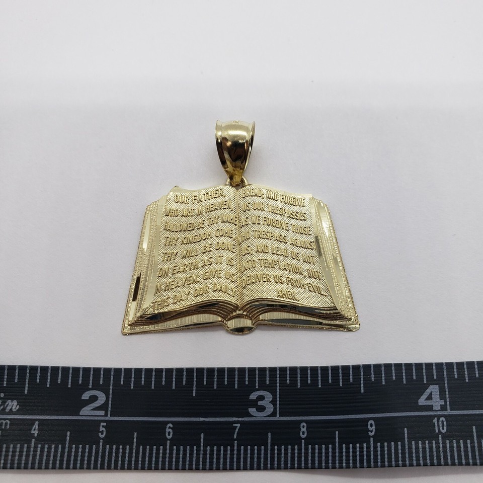 10K Yellow Solid Gold Bible Book Pendant Charm Religious 3 Sizes | eBay