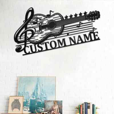 Personalized Guitar Musical Metal Name Sign, Custom Name Wall Art Decor ...