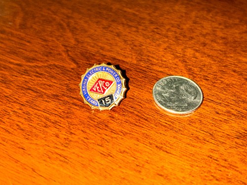 VEPCO Virginia Electric & Power Company 15 Year Gold Pinback Lapel ...