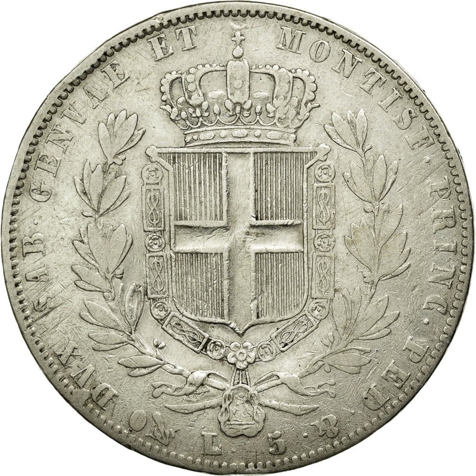 Münze, Italien Staaten, SARDINIA, Carlo Alberto, 5 Lire, 1843, S+ ...