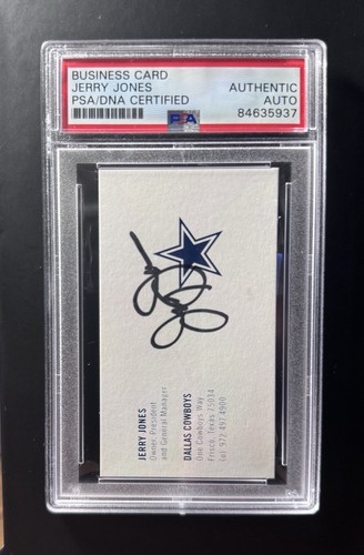 JERRY JONES AUTOGRAPHED DALLAS COWBOYS BUSINESS CARD PSA/DNA OWNER ...