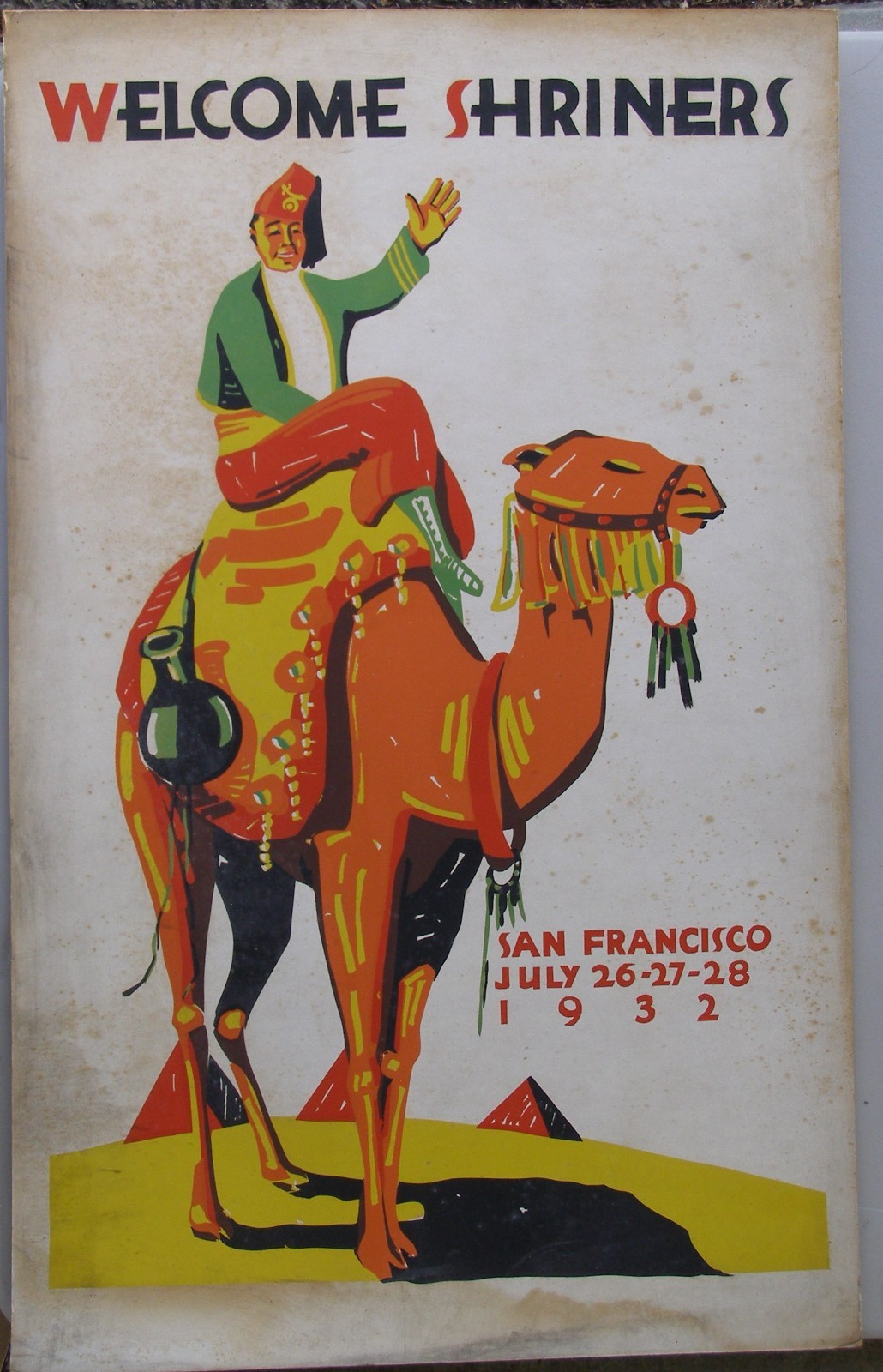WELCOME SHRINERS Poster, 1932, San Francisco, Easel Back | eBay