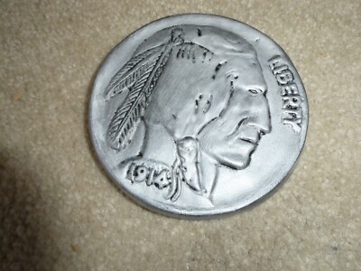 Vintage Plaster Indian Head Nickel Wall Hanging 5" Wide | eBay