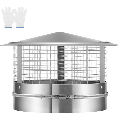 14" Cone Top Chimney Cap with Screen, Adjustable Round Roof Rain ...