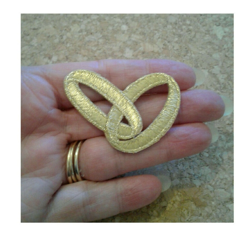 Wedding Rings Embroidered Iron On Patch - Bridal Shower - Crafts - Gold ...