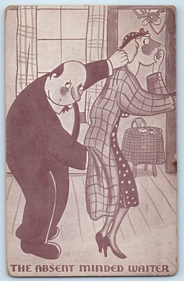 c1905 Comic Humor The Absent Minded Waiter Unposted Antique Postcard | eBay