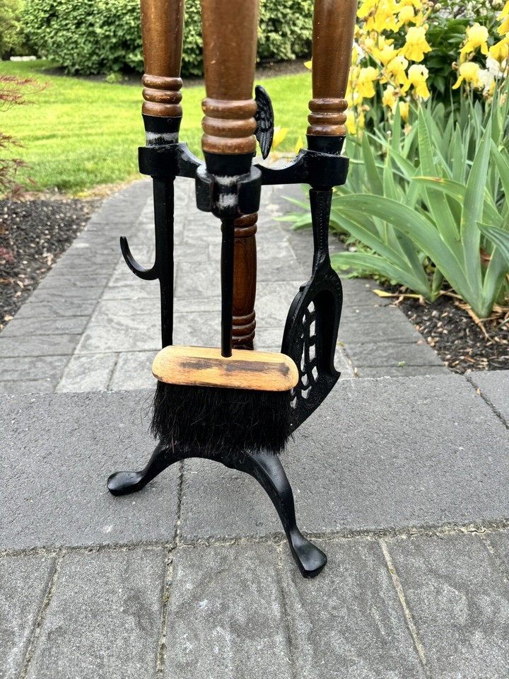 Seymour Style Fireplace Tool Set Iron Wood Heavy Long Handle Shovel ...