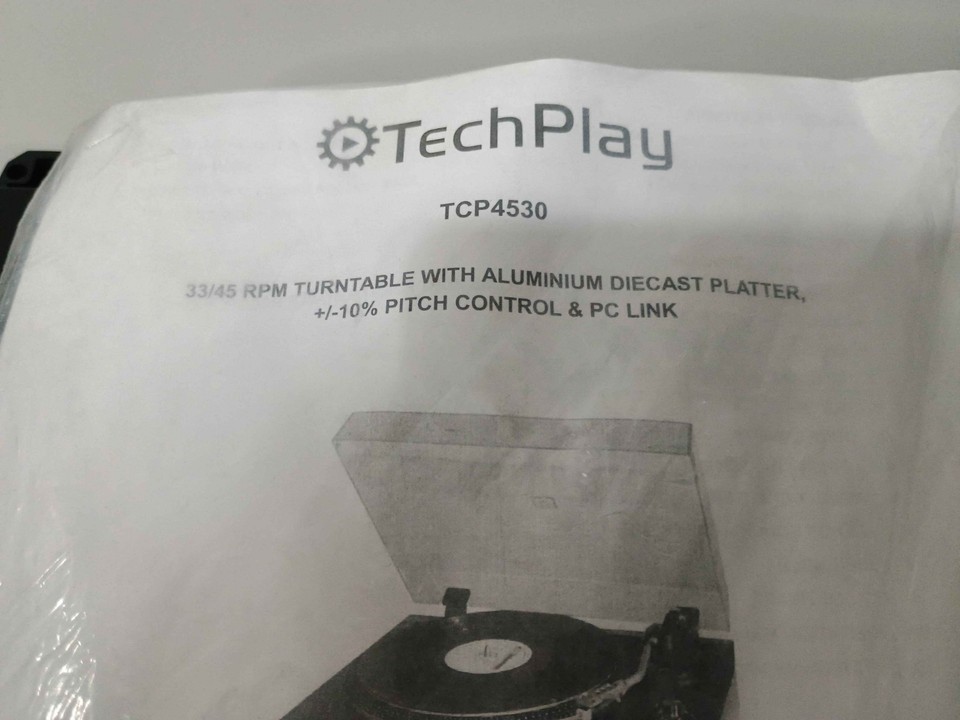 TechPlay TCP4530 Black Record Player Turntable 33 45 RPM Belt Drive RCA ...